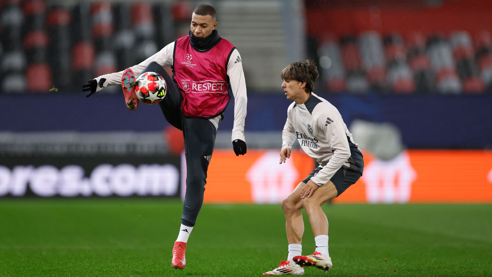 The team train at the venue for tomorrow's game