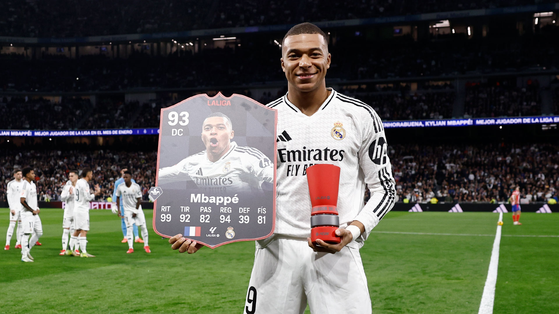 Mbappé receives LaLiga Player of the Month trophy for January